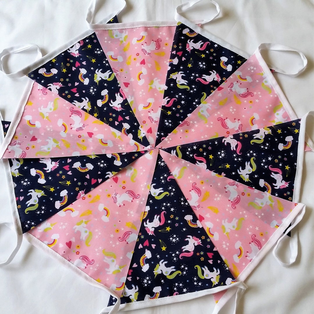 END OF LINE 3 X 10FT Unicorn Fabric Bunting Shabby Chic Pink Blue ...
