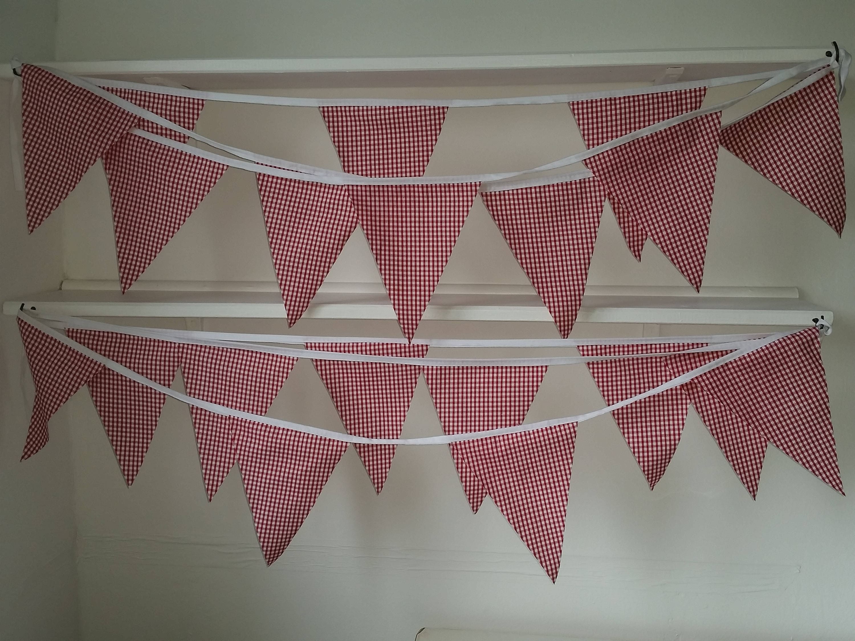 Bunting 10m Red Gingham Fabric Bunting Handmade Single Ply | Etsy