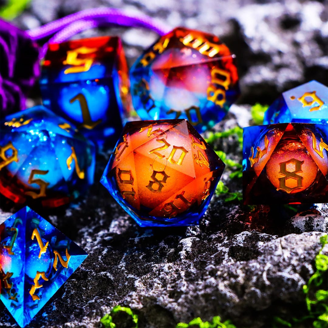 Red Blue Liquid Core Dnd Dice Set for Magic Game, Mysterious Eye ...