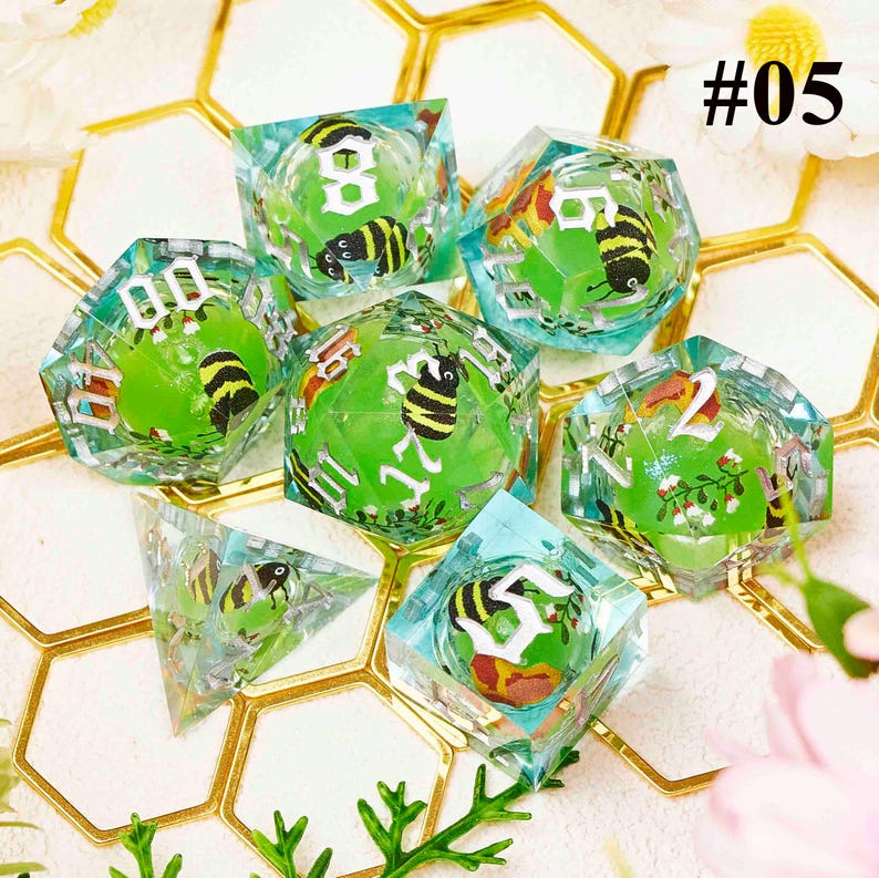 Red Blue Liquid Core Dnd Dice Set for Magic Game, Mysterious Eye ...