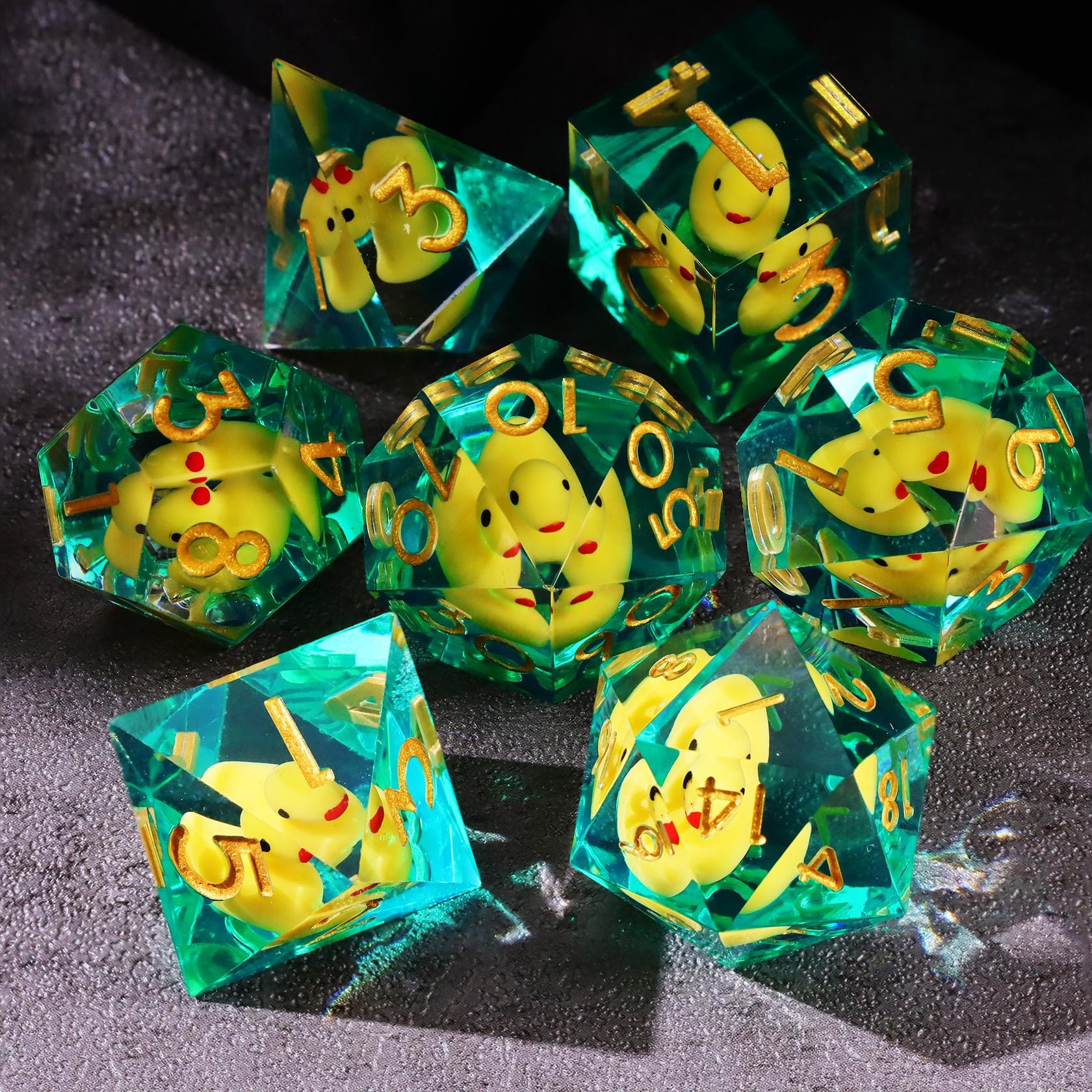 Lucky Yellow Duck Dnd Dice Set for Role Playing Games, Resin Dungeons ...