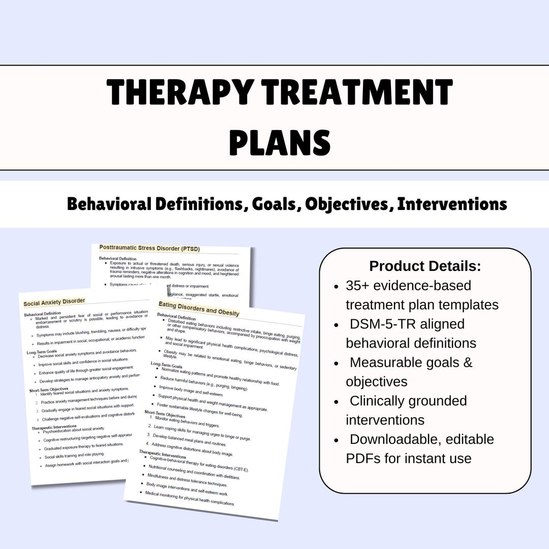 Therapy Treatment Plan Templates: Adult Psychotherapy, DSM-5-TR Guide ...
