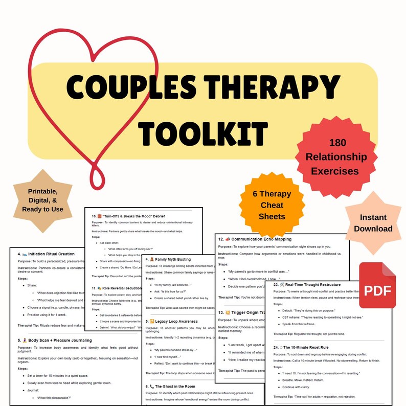 Couples Therapy Exercises: Gottman, EFT, CBT Workbook (PDF) - Etsy