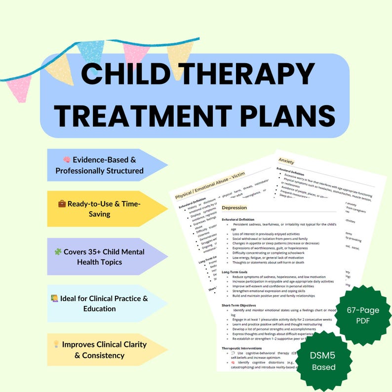 Child Therapy Treatment Plans: DSM-5 Guide, Therapist Tools (PDF) - Etsy