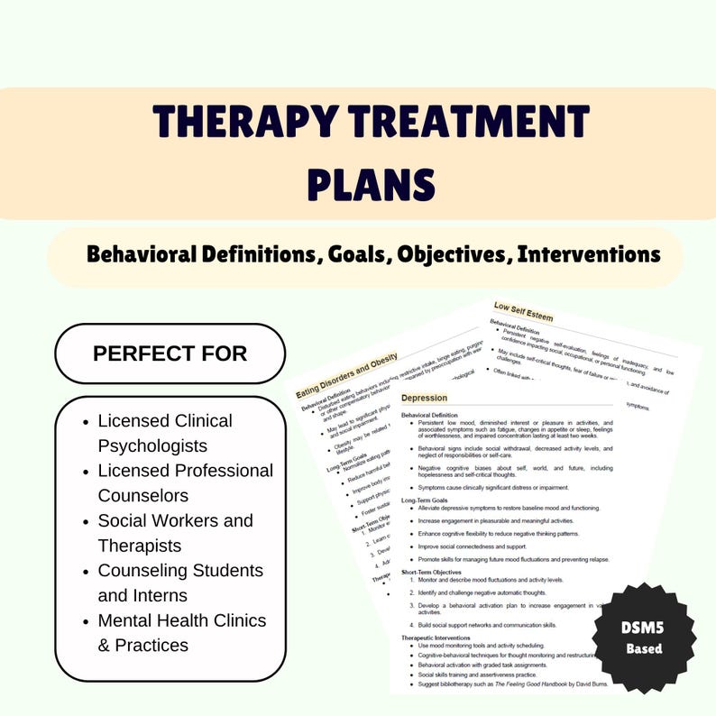 Therapy Treatment Plan Templates: Adult Psychotherapy, DSM-5-TR Guide ...