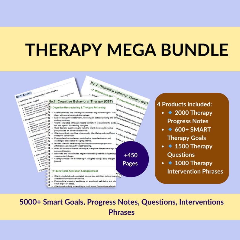 Therapy Mega Bundle: 5000+ Progress Notes, Goals, Interventions ...
