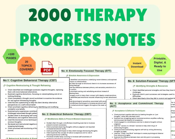 2000 Therapy Progress Notes, Counselling Documentation Templates Guide ...