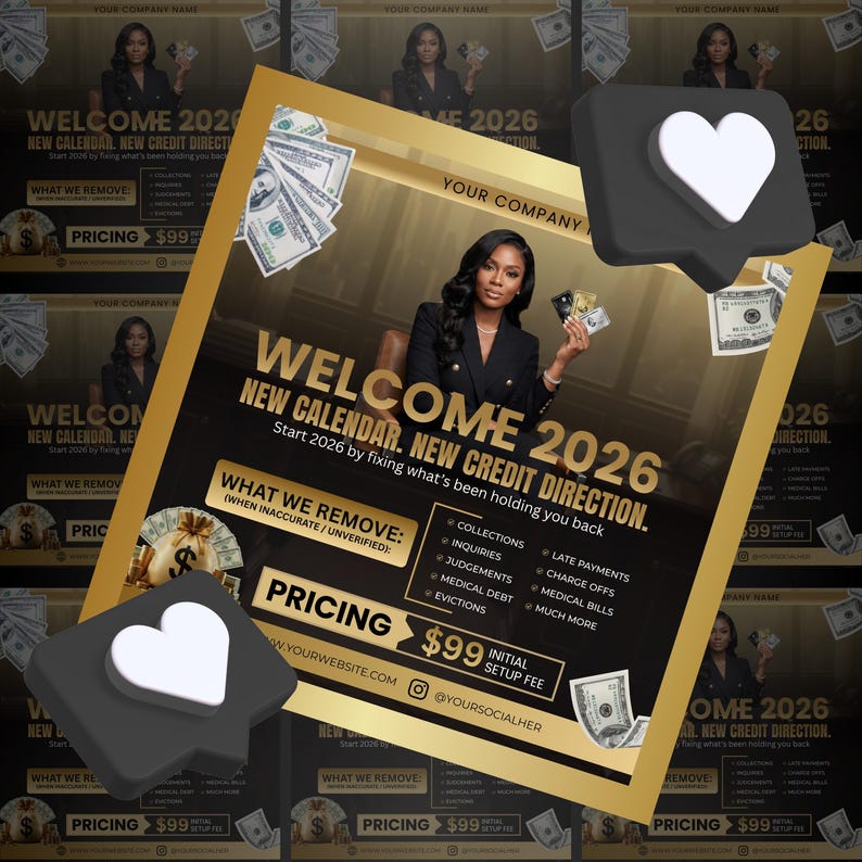 Welcome 2026 - New Year Credit Repair Flyer Template: Editable Canva ...