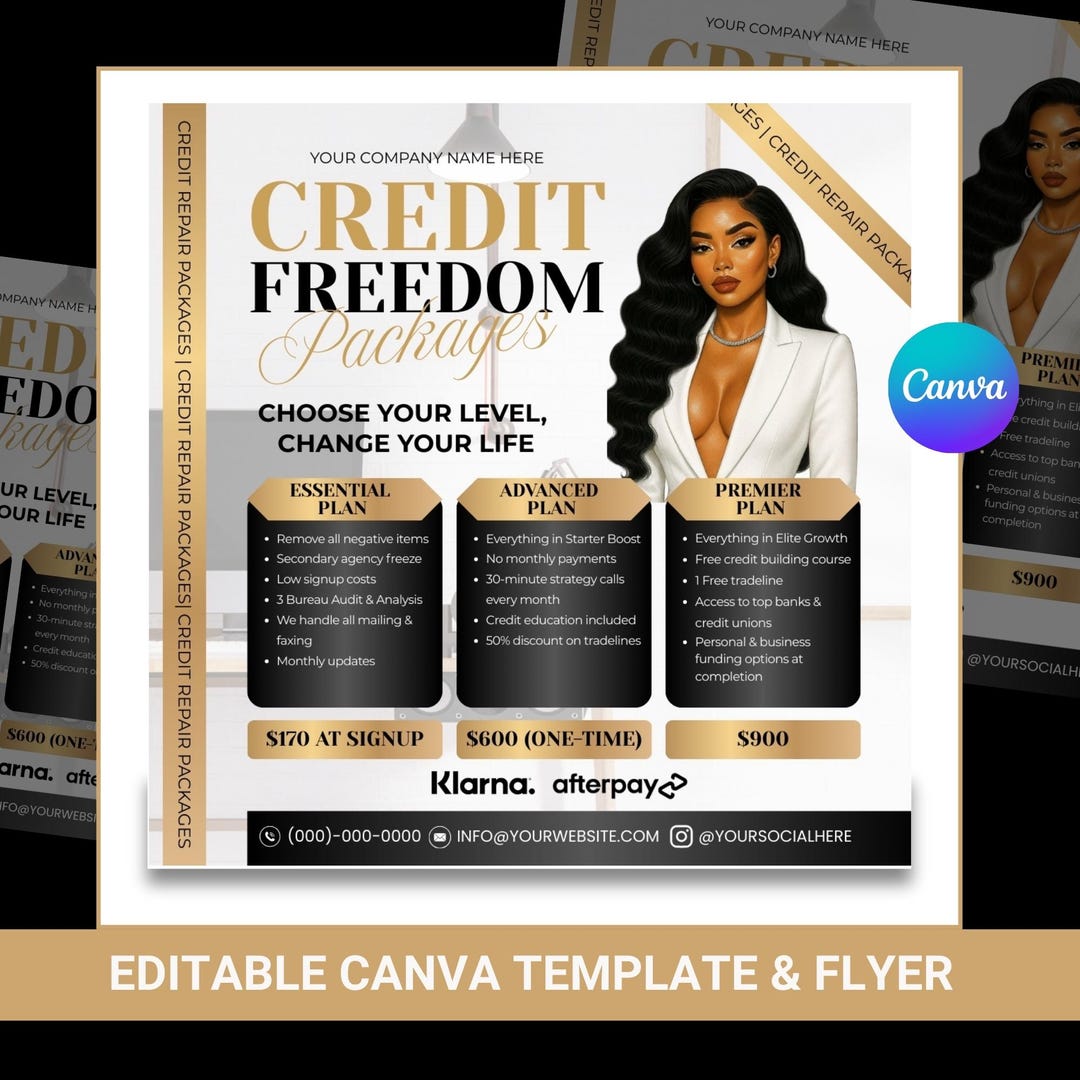 Credit Repair Flyer Template: Editable Canva Design (digital Download ...