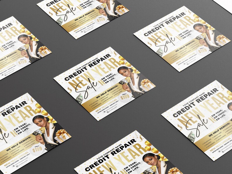 New Year Credit Repair Flyer Template: Editable Canva Design (digital ...