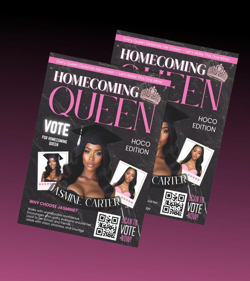 Homecoming Queen Flyer, HOCO Flyer, Class Campaign Flyer, Homecoming ...