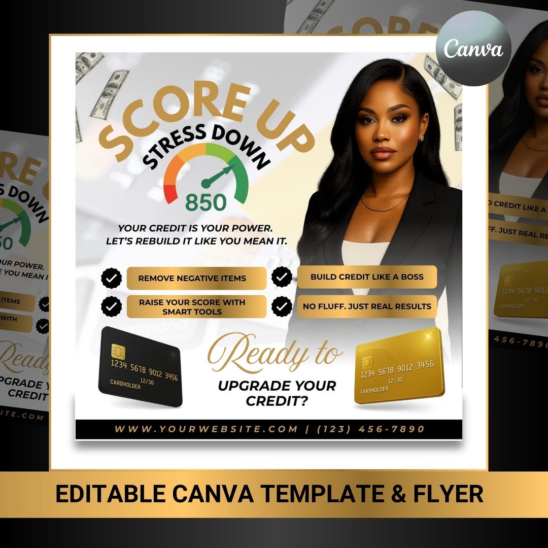 Editable Credit Repair Flyer Template: Canva Design for Social Media - Etsy