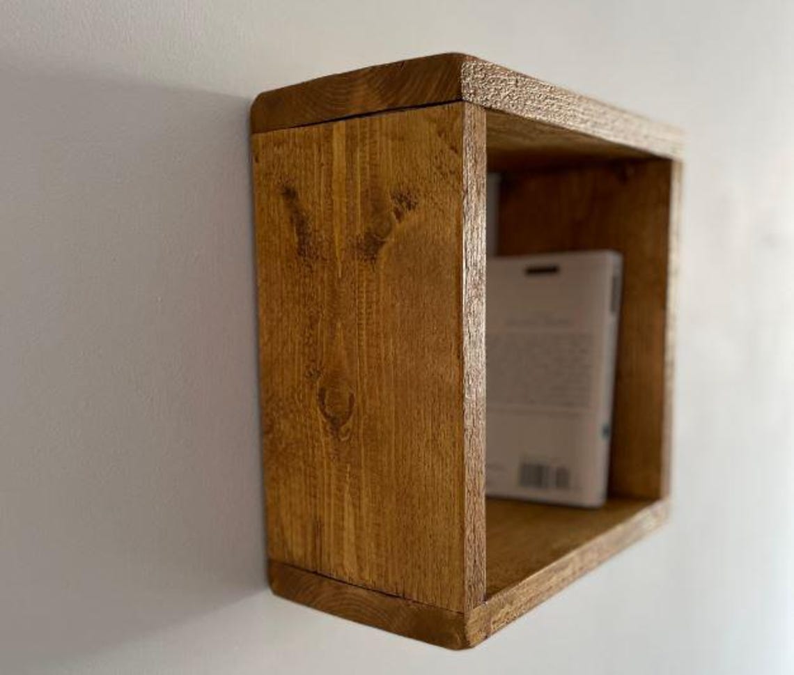 Antique Rustic Wood Box Cube Shelf Different Sizes and Varnishes ...