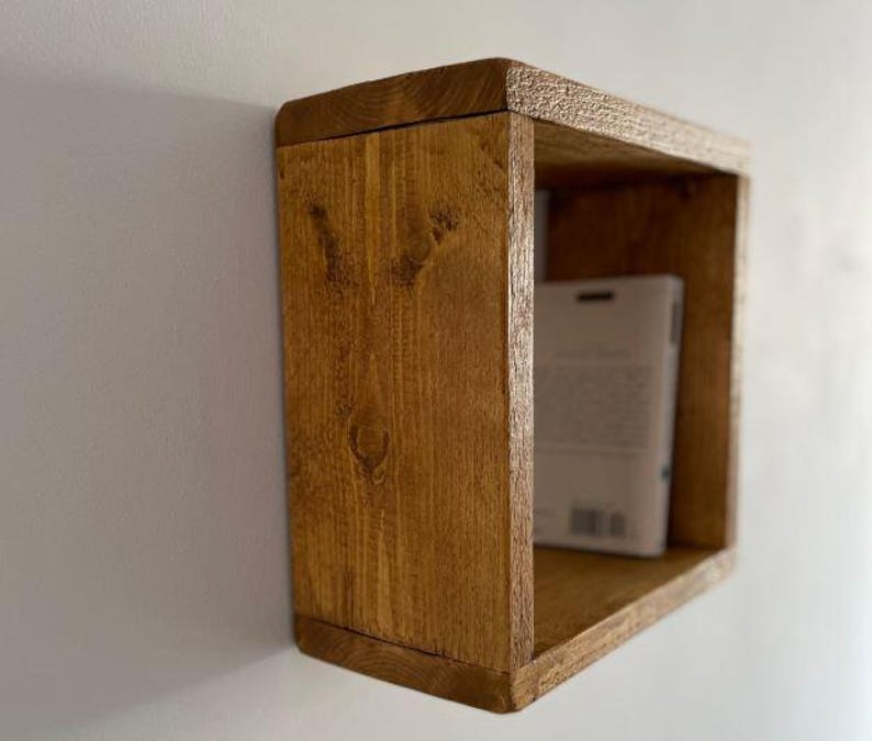 Antique Rustic Wood Box Cube Shelf Different Sizes and Varnishes ...