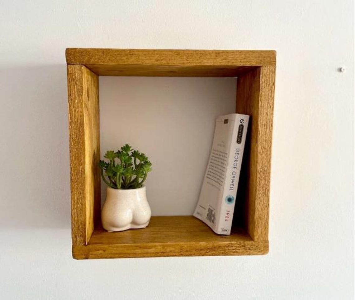 Antique Rustic Wood Box Cube Shelf Different Sizes and Varnishes ...