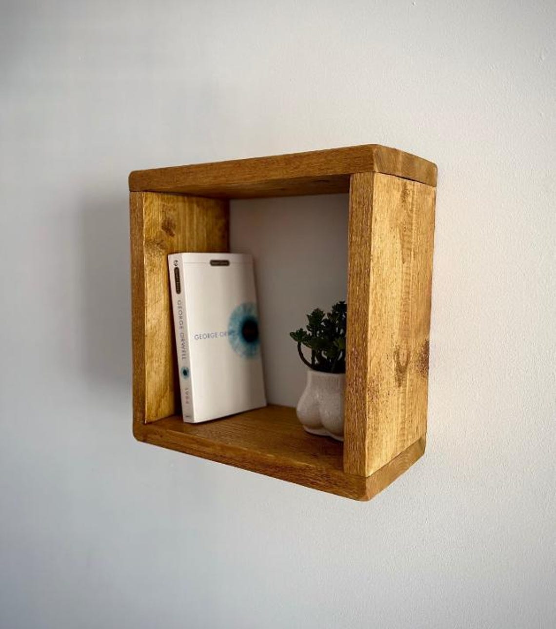 Antique Rustic Wood Box Cube Shelf Different Sizes and Varnishes ...