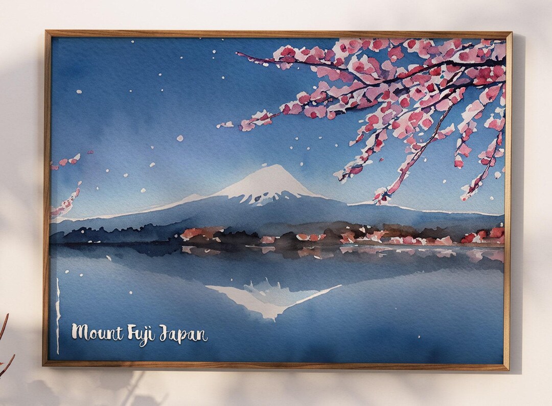 Mt Fuji Volcano Japan Poster Canvas Watercolor Oil Print Mt Fuji ...