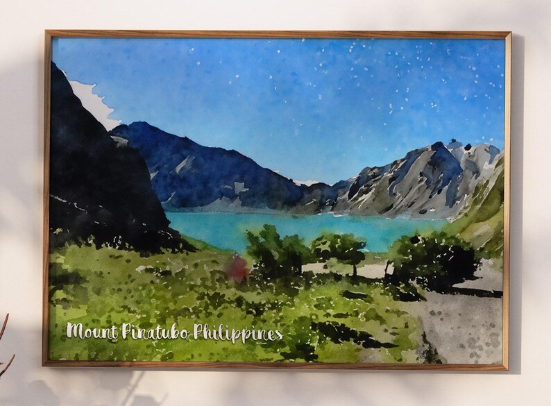Pinatubo Volcano Philippines Poster 2 Canvas Watercolor Oil Print ...