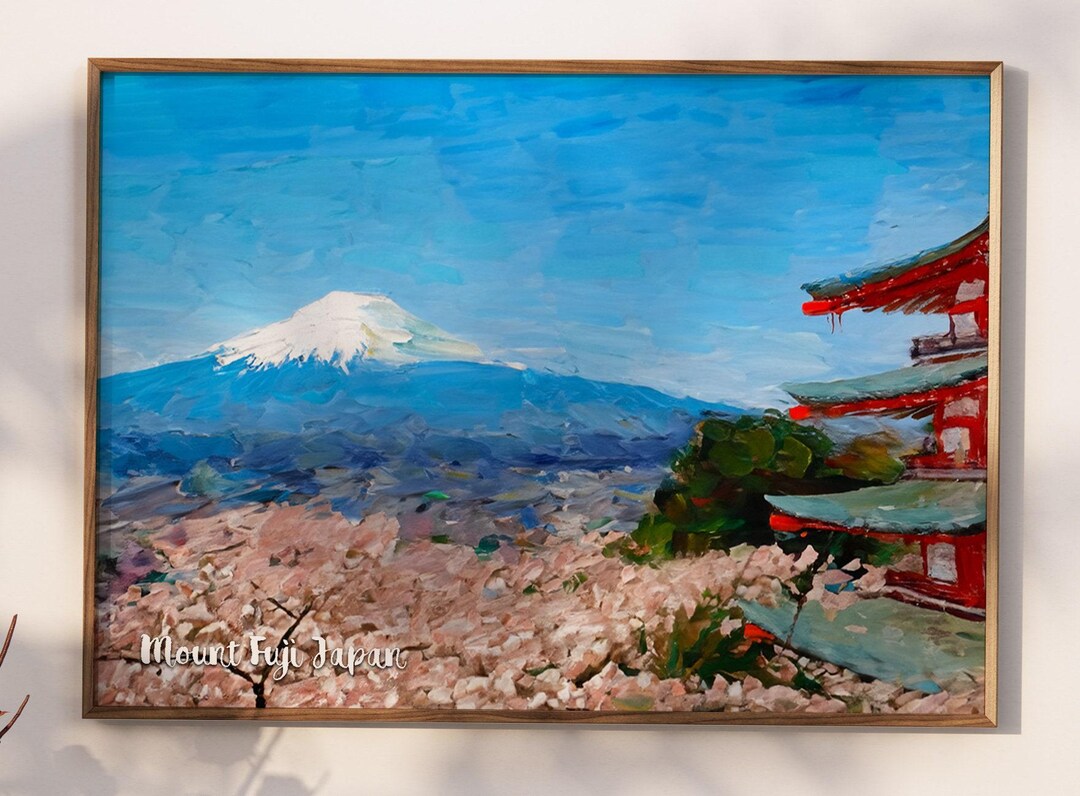 Mt Fuji Volcano Japan Poster 2 Canvas Watercolor Oil Print Mt Fuji ...