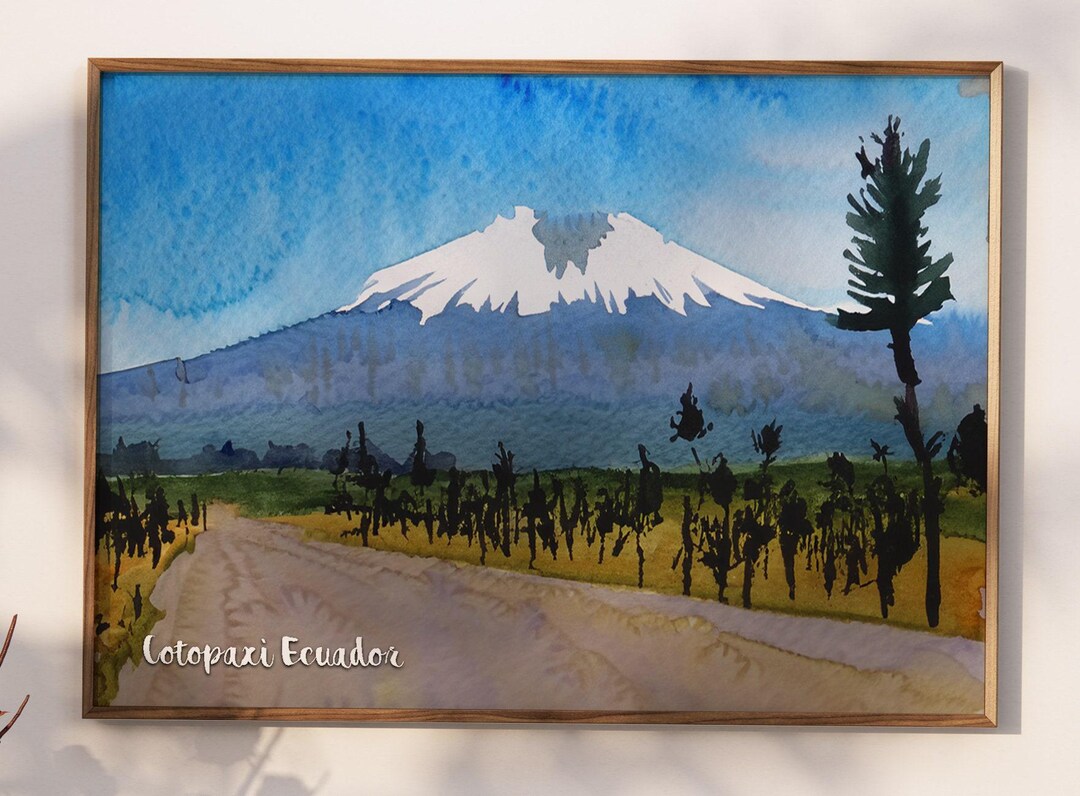 Cotopaxi Volcano Ecuador Poster 2 Canvas Watercolor Oil Print Cotopaxi ...