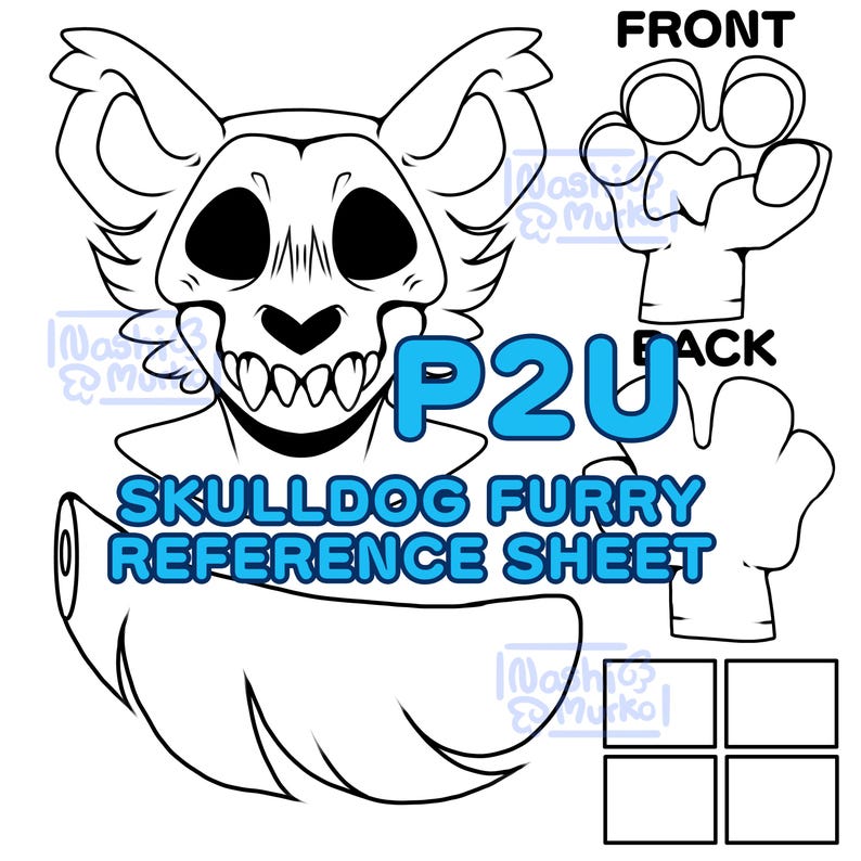 Skull Dog Partial | Poodling Fursona Reference Sheet Base | Furry Line ...