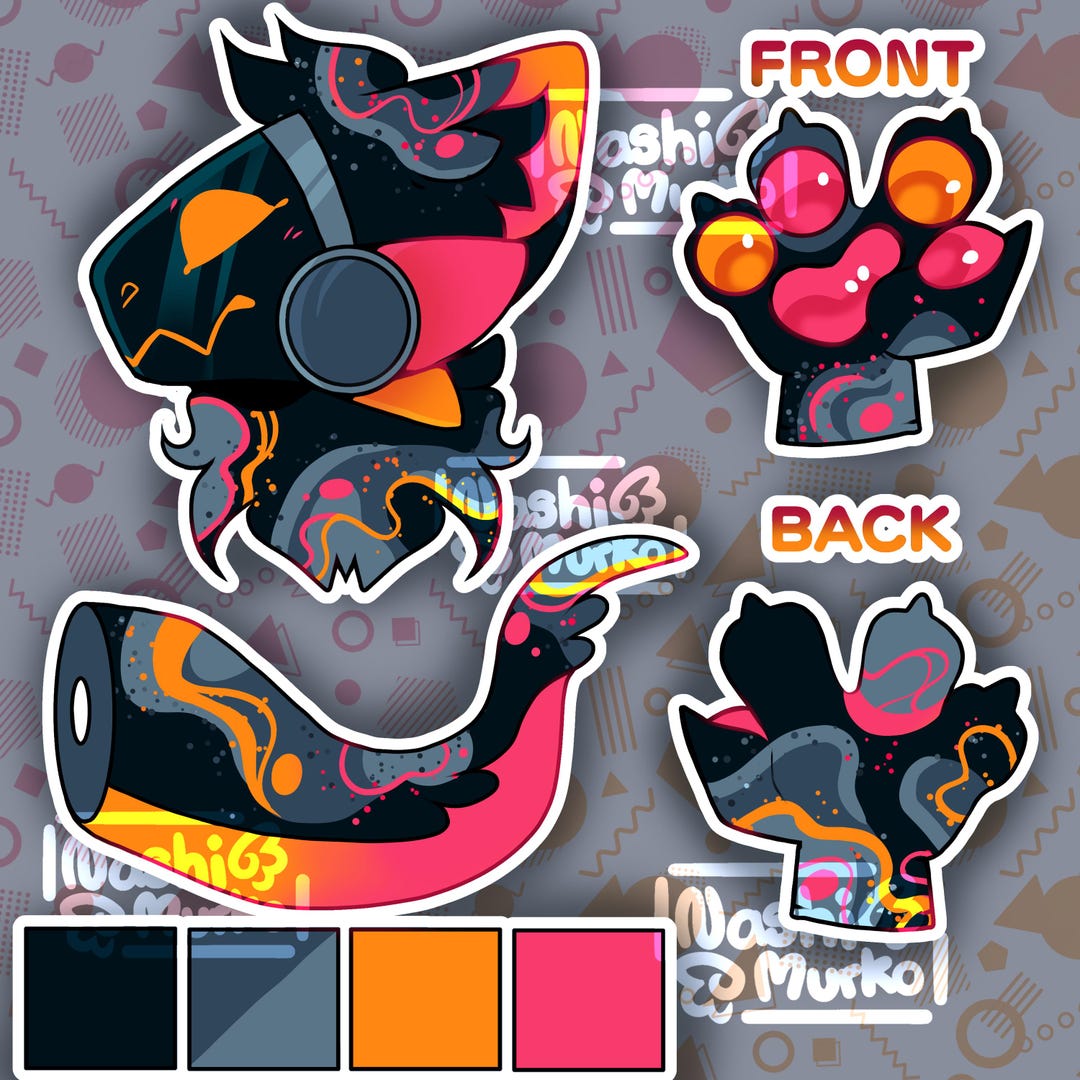 Tangerine Peach Protogen Furry Character Adopt - Digital Anthro Fursona ...
