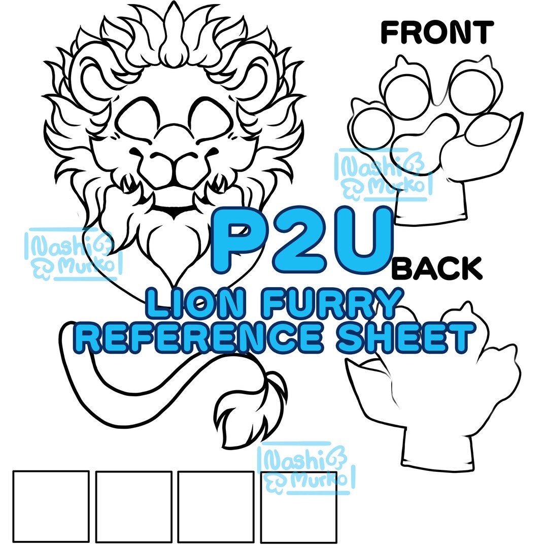 Lion Partial Fursona Reference Sheet Base | Furry Line Art & Base - Etsy