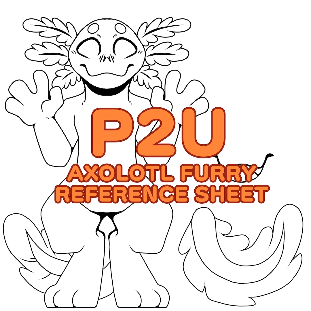Axolotl Fursona Reference Sheet Base | Furry Line Art & Base - Etsy