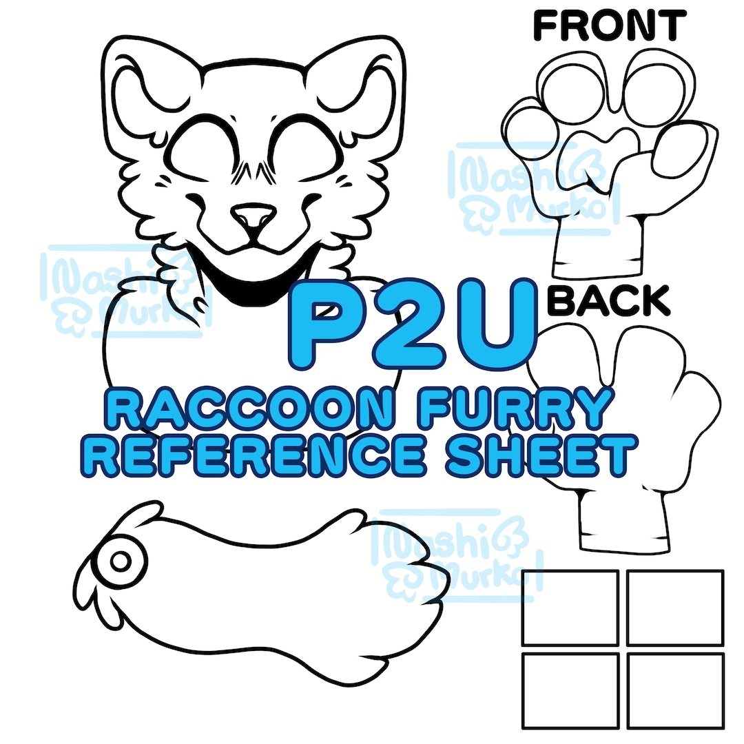 Raccoon Partial Fursona Reference Sheet Base | Furry Line Art & Base - Etsy