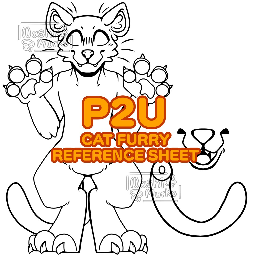 Cat | Feline Fursona Reference Sheet Base | Furry Line Art & Base - Etsy