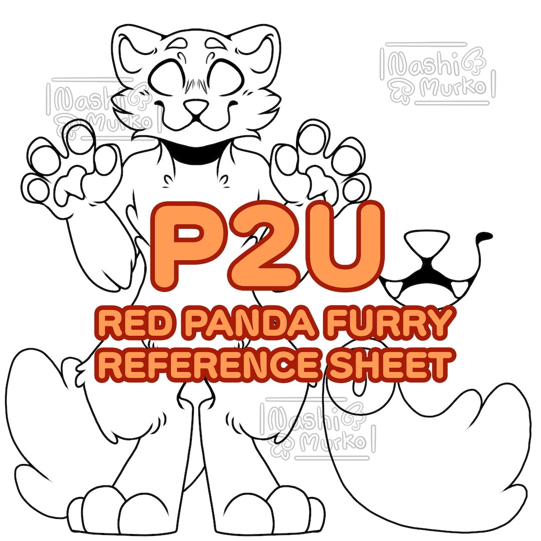 Red Panda Fursona Reference Sheet Base | Furry Line Art & Base - Etsy