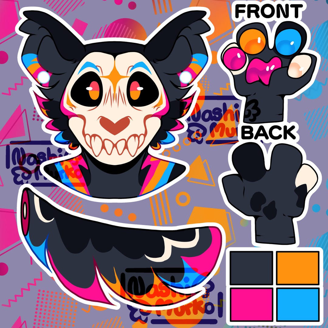 Pan Rave Skull Dog Character Adopt - Digital Anthro Fursona Dog ...