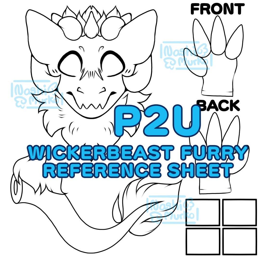 Wickerbeast Partial Fursona Reference Sheet Base | Furry Line Art ...