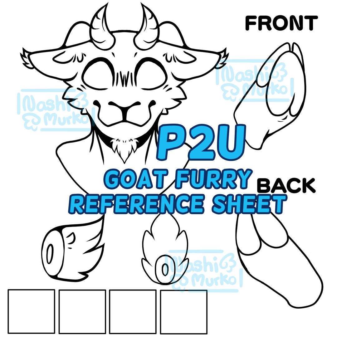 Goat Partial Fursona Reference Sheet Base | Furry Line Art & Base - Etsy