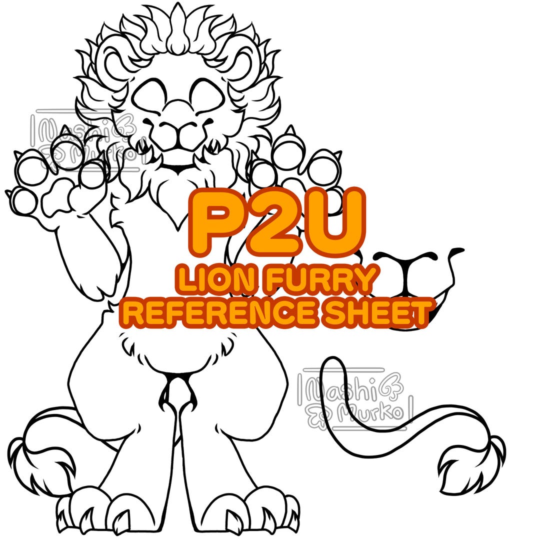 Lion Fursona Reference Sheet Base | Furry Line Art & Base - Etsy