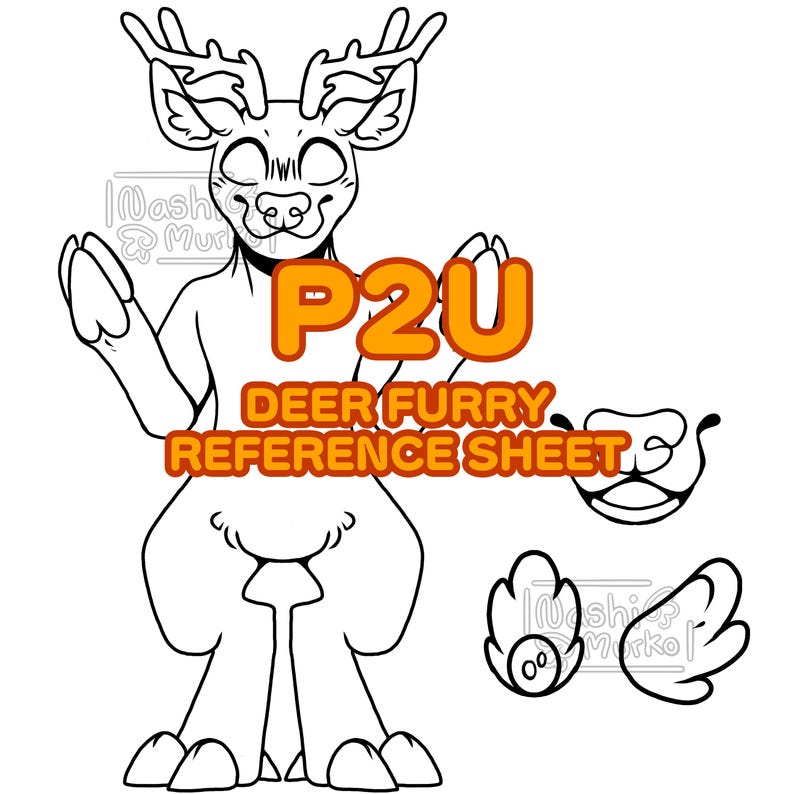 Deer Fursona Reference Sheet Base | Furry Line Art & Base - Etsy