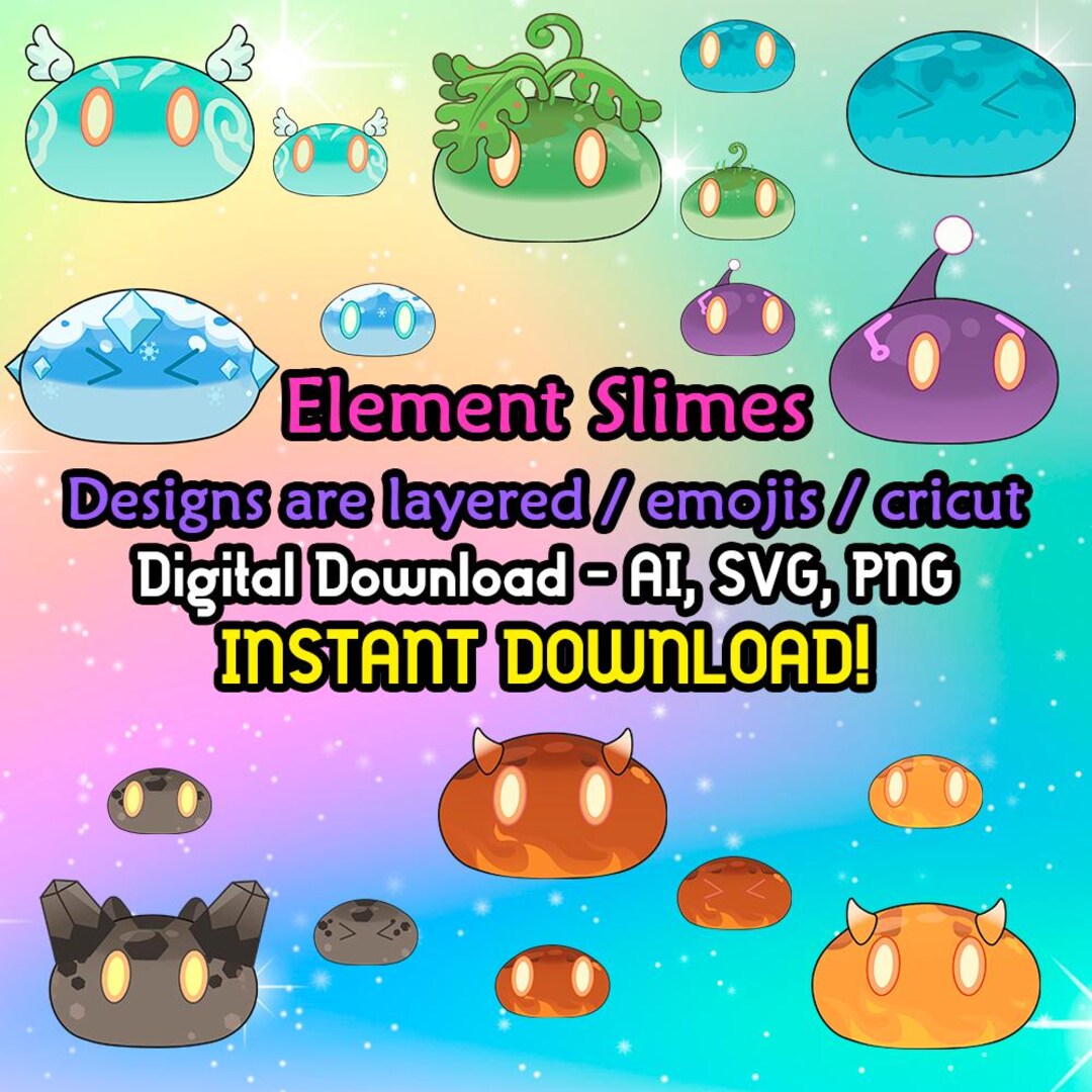 Slimes Genshin Impact / Element Slimes / Emojis / Cricut / AI - SVG ...