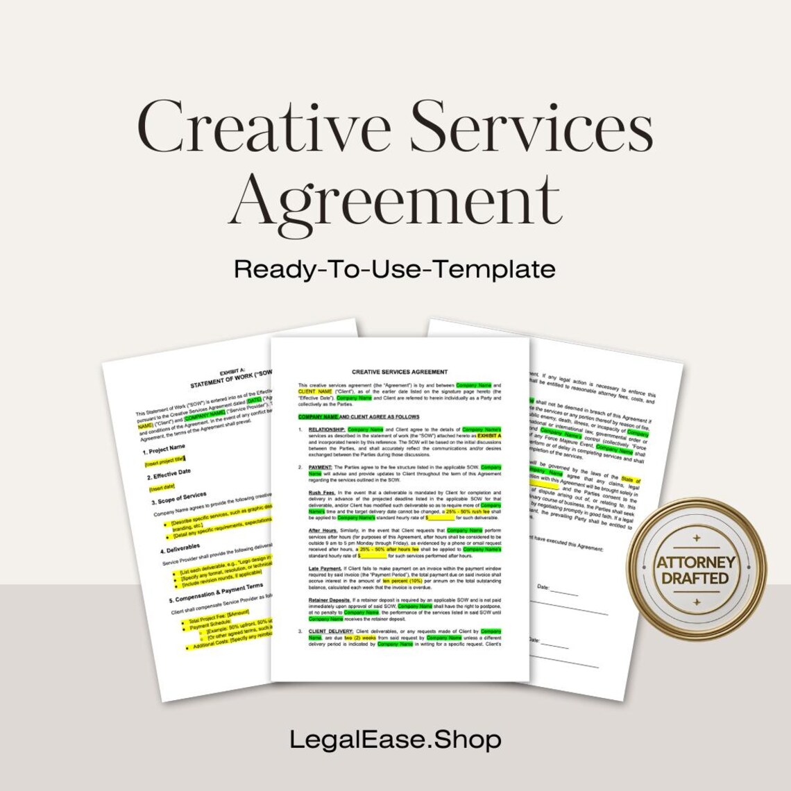 Creative Services Agreement Template With Statement of Work | Attorney ...