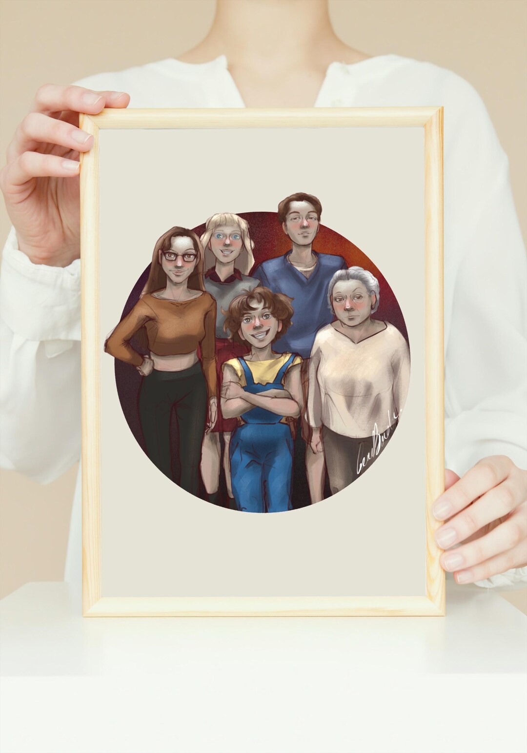 Personalized Family Portrait Drawing, Custom Digital Wall Art, Handmade ...