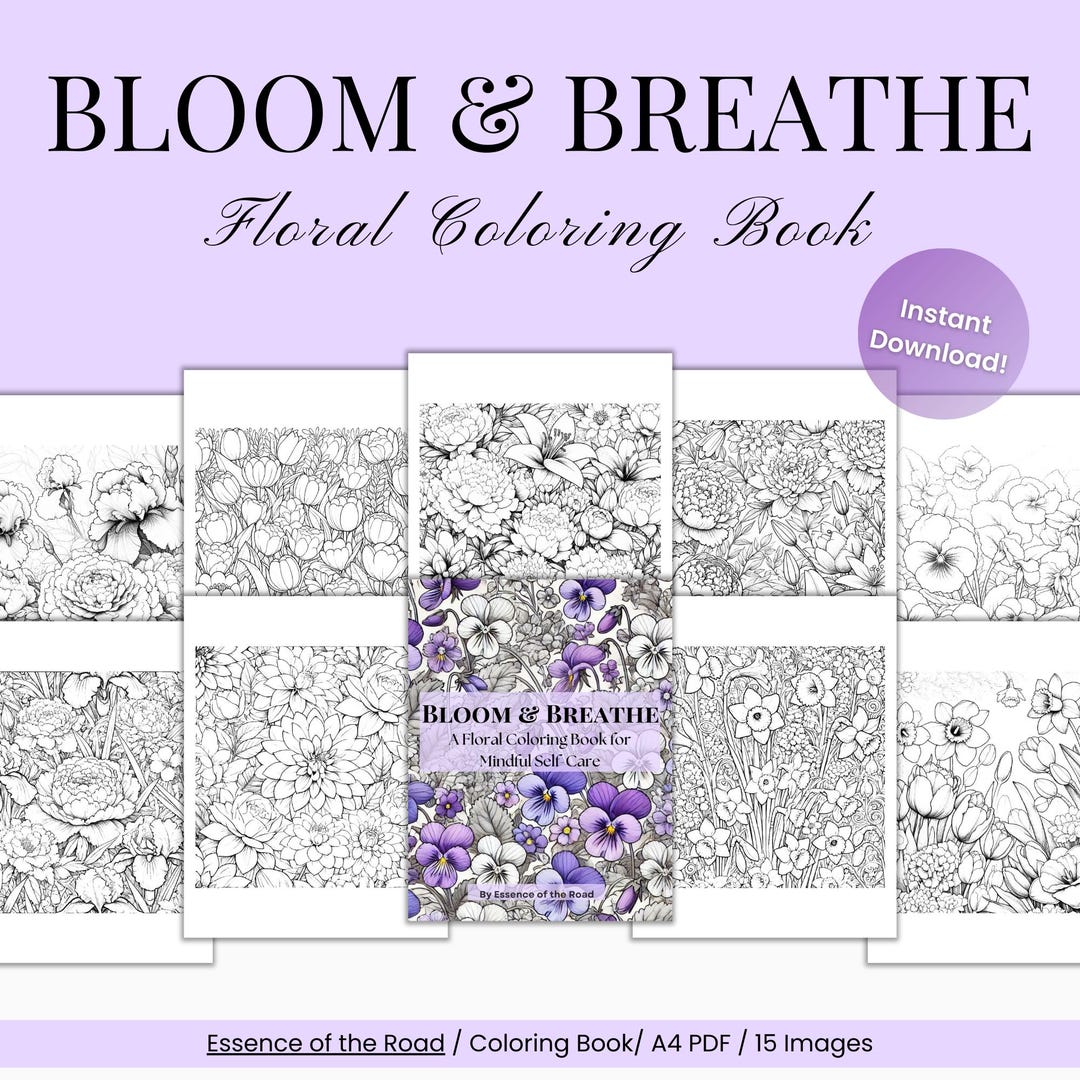 Bloom & Breathe: A Floral Coloring Book for Mindful Self-care - Etsy
