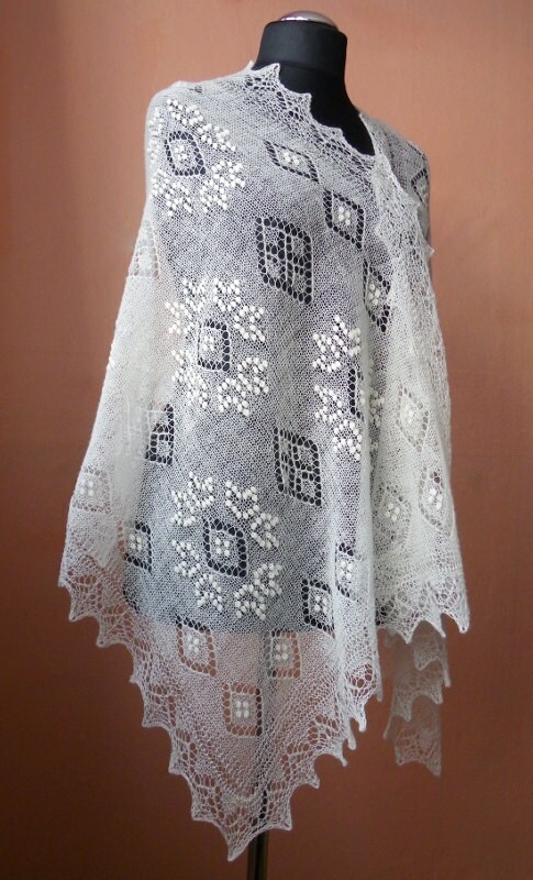 Hand Knitted Natural White Haapsalu Shawl Traditional | Etsy