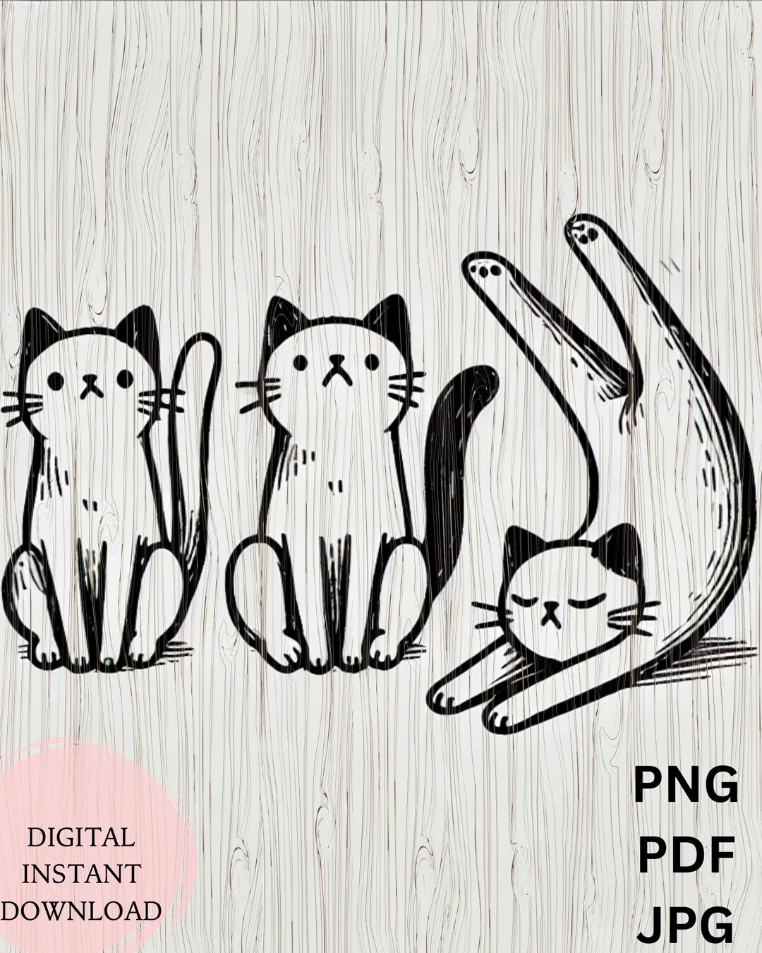 Wall Art for Cat Printable Cat Art for Digital Download for Black ...