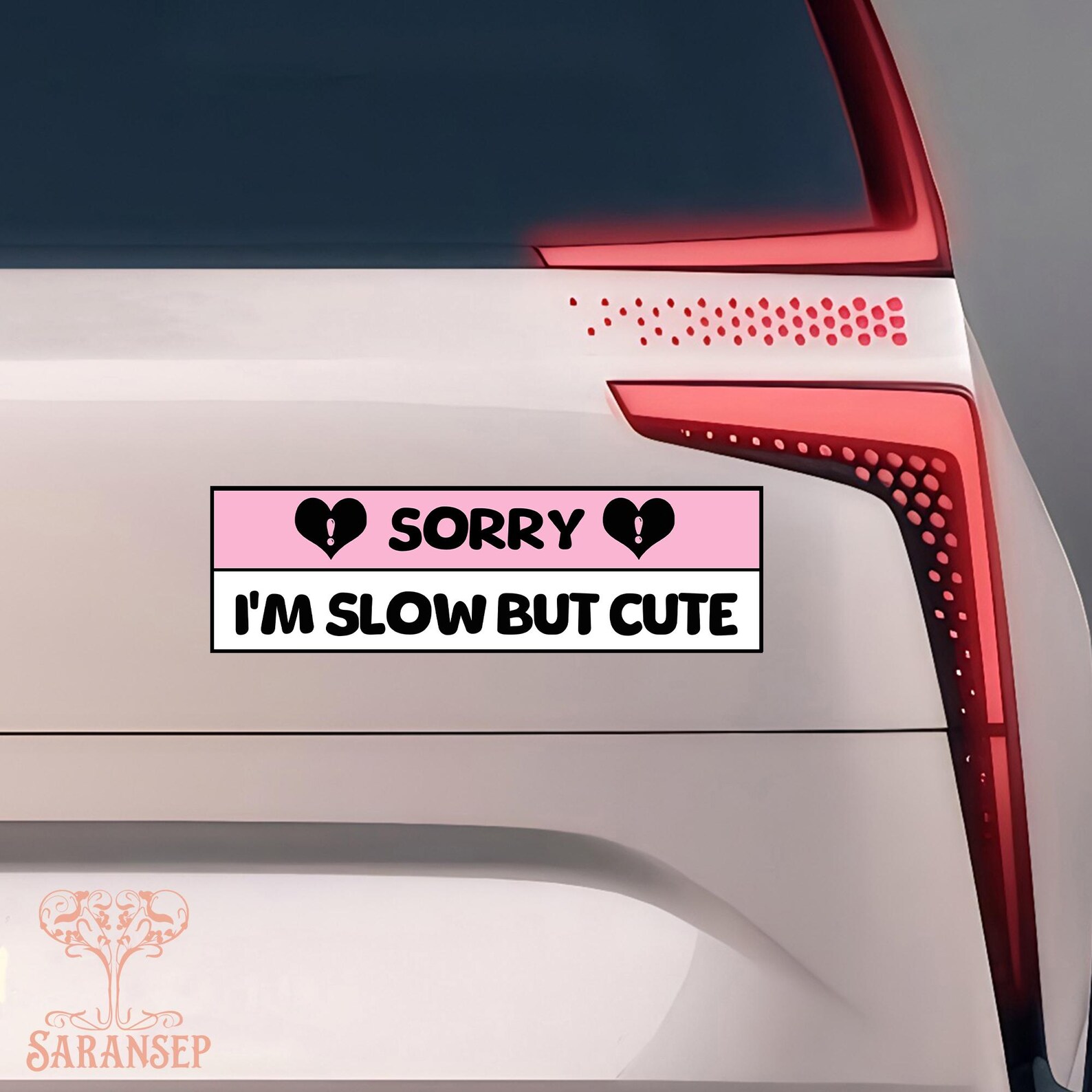 Sorry I'm Slow but Cute Creative Car Decal, Custom Text Vinyl Sticker ...