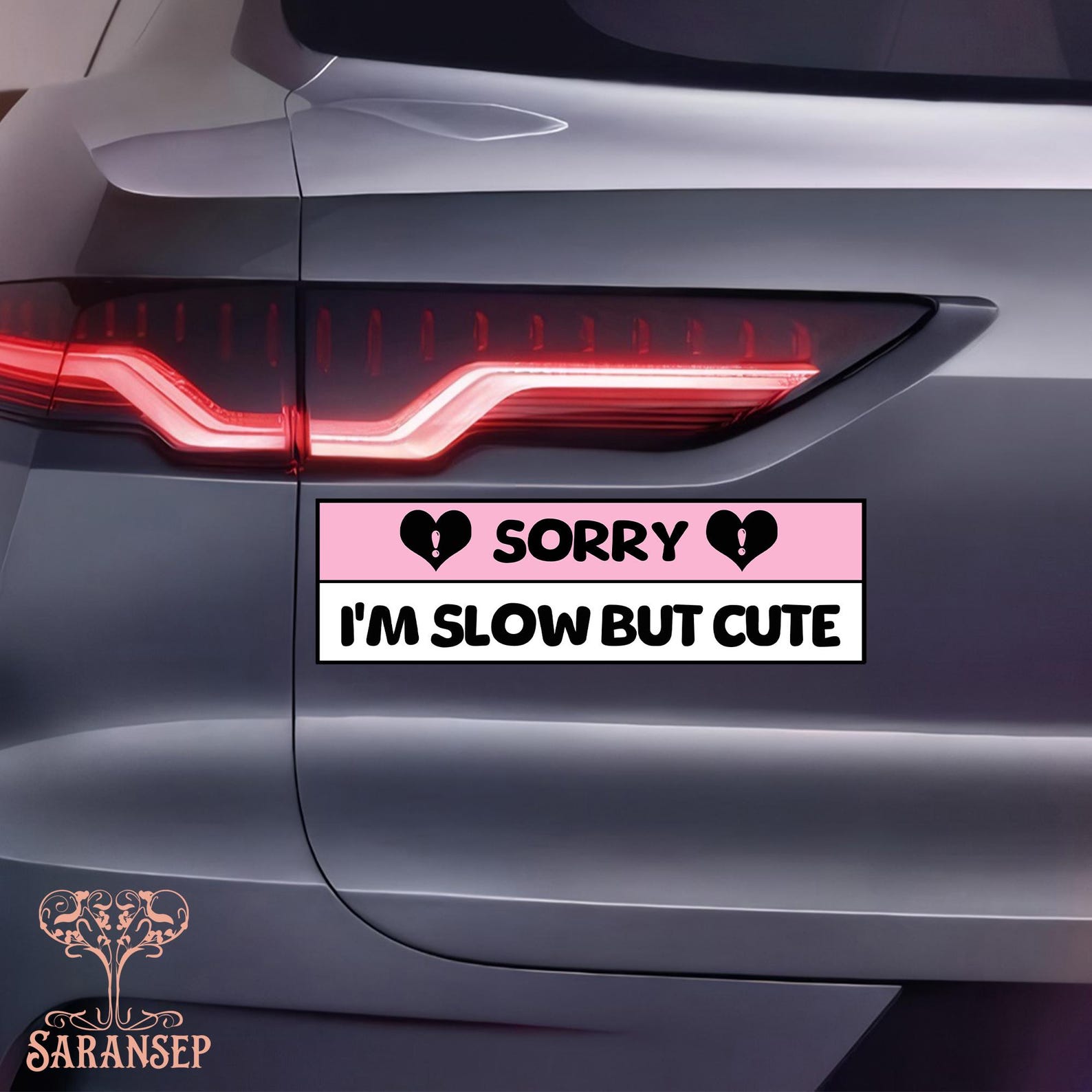 Sorry I'm Slow but Cute Creative Car Decal, Custom Text Vinyl Sticker ...