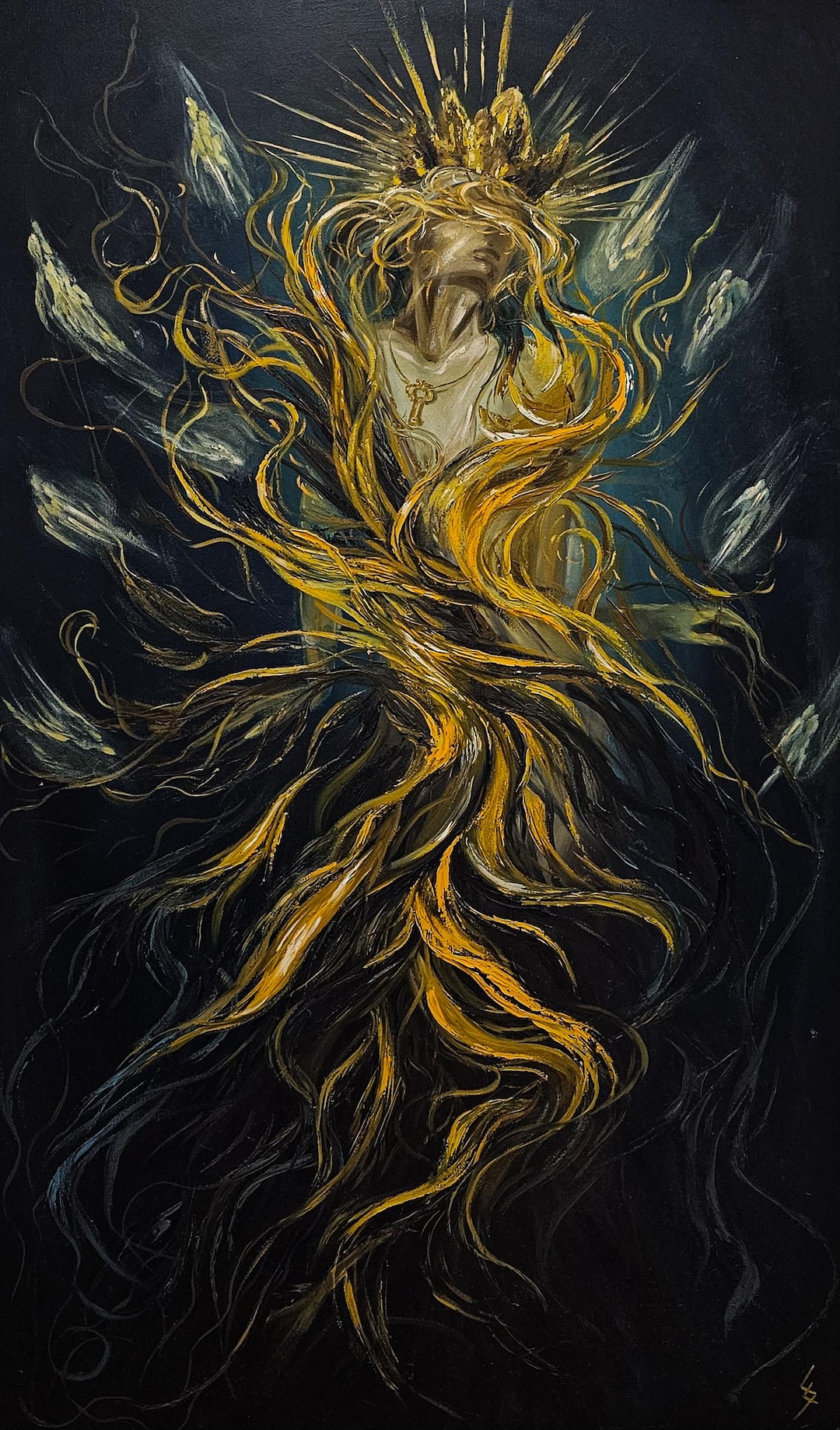 Oil Painting Frigg Freya Divine Feminine Goddess Wall Art Nordic ...