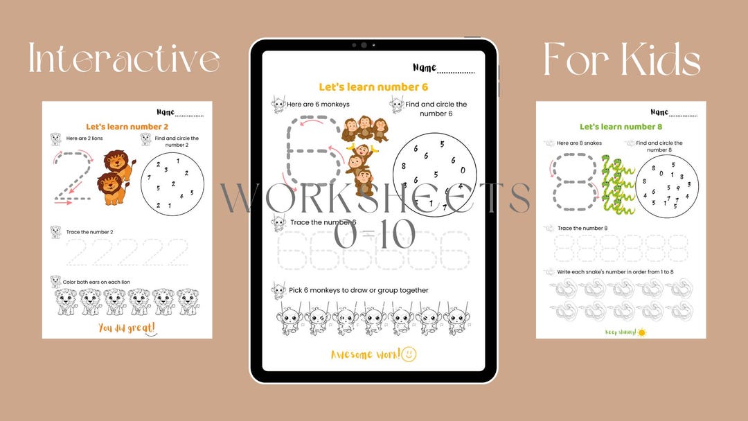 Interactive Printable Worksheets for Kids-fun With Numbers (0-10) PDF ...