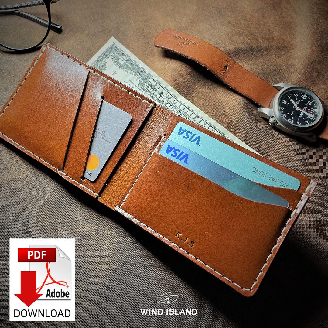 Leather Pattern Compact Bifold Wallet Pattern With Asymmetrical Card ...