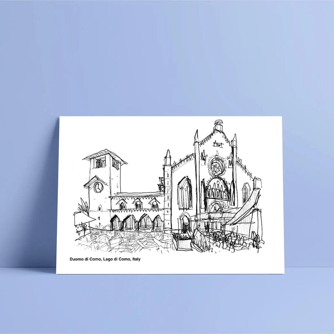 Lake Como Duomo Print | Italian Cathedral Illustration | Hand-signed ...
