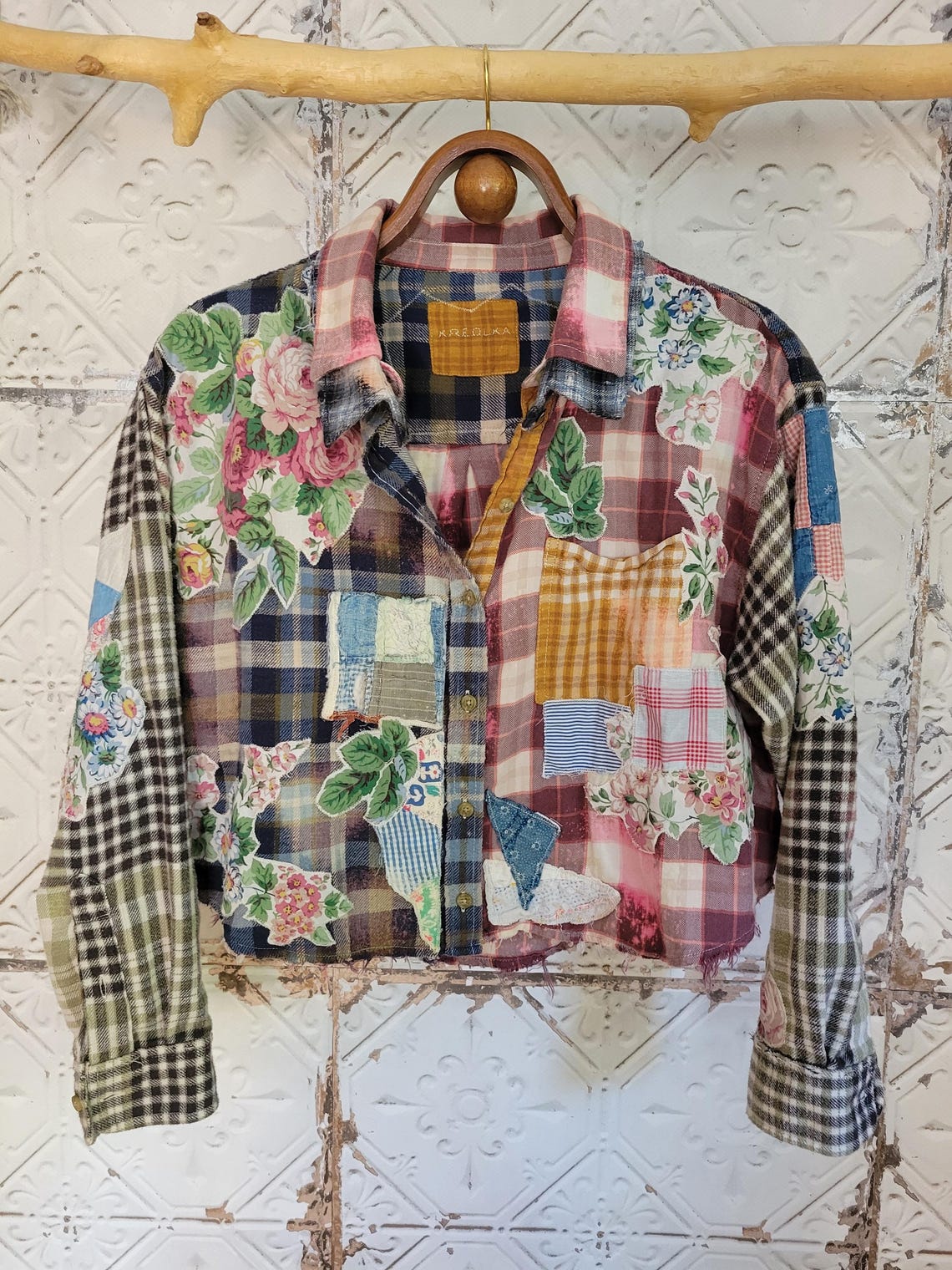Upcycled Plaid Flannel Patchwork Shirt: Oversized Festival Artsy Top - Etsy