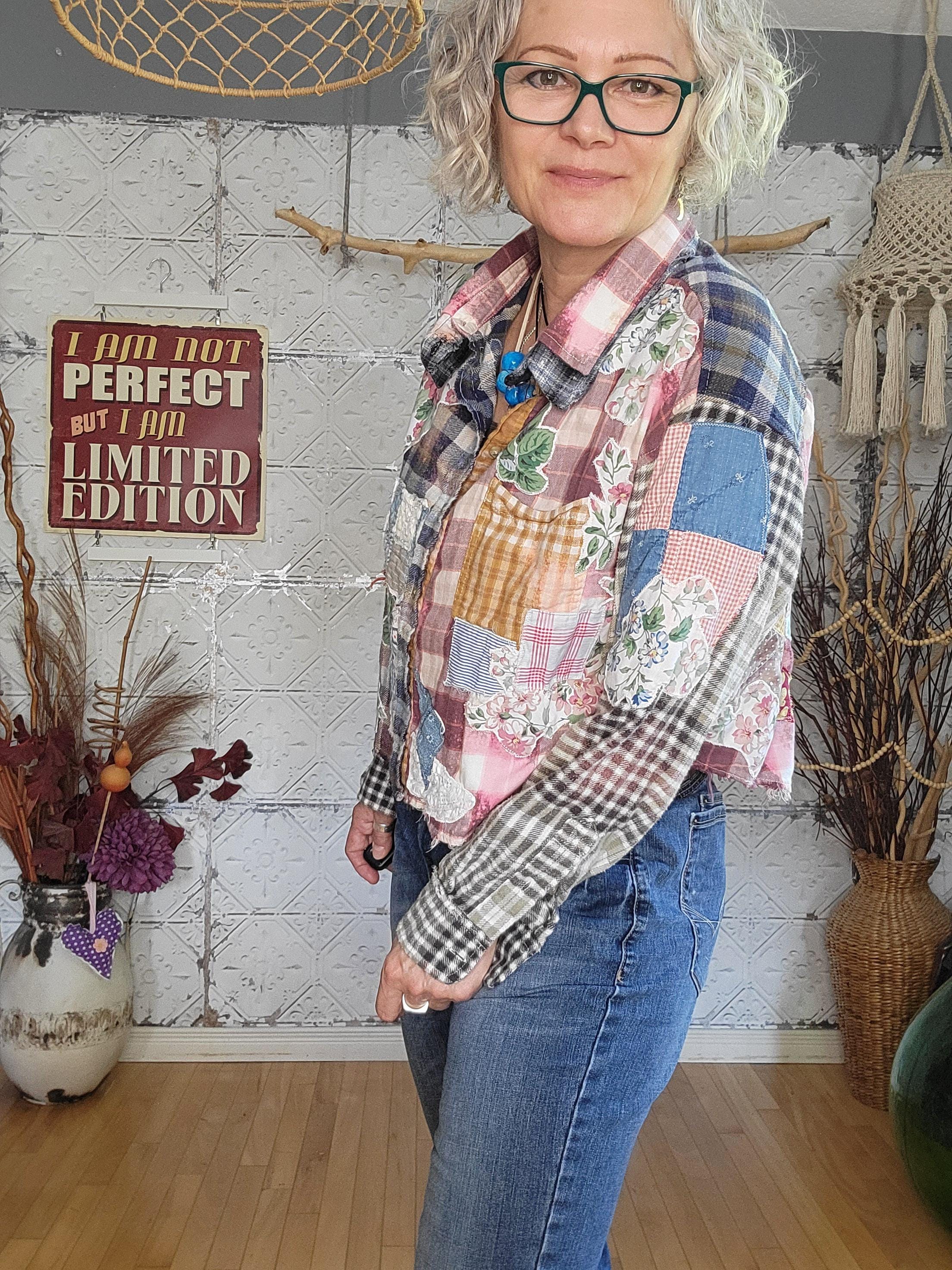 Upcycled Plaid Flannel Patchwork Shirt: Oversized Festival Artsy Top - Etsy